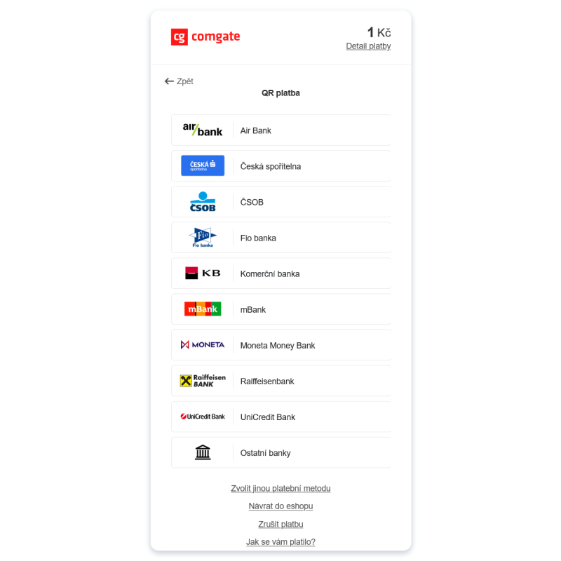 Comgate - platební brána - Prestashop modul
